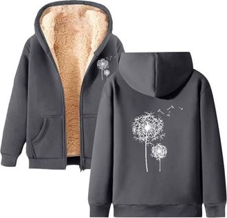 Generic Vestes pour femmes 2026 unisexe &agrave; la mode d&eacute;contract&eacute;e imprim&eacute;e veste de sport dhiver avec fermeture &eacute;clair et poche &agrave; capuche, gris, 3XL