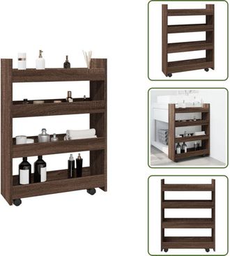 vidaXL The Living Store - vidaXL Aufbewahrungswagen Schmal 4 Etagen Eichen-Optik Holzwerkstoff