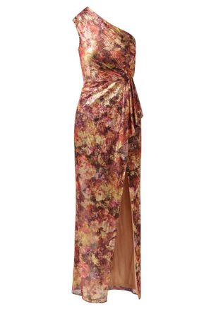 Adrianna Papell Abendkleid Metallic Crinkle Gown Weiches, schimmerndes Kleid mit floralen Metallic-Crinkle-Muster