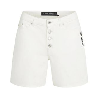 Karl Lagerfeld Femme, Shorts, Blanc, Taille: W28 Karlito Embroidered Pocket Shorts