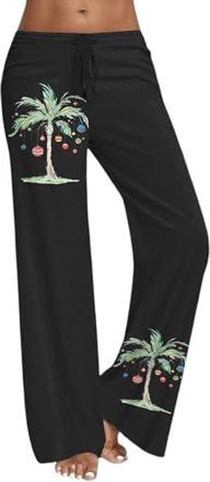 Generic Pantalon Femme, Pantalons De Sport Femme Christmas Pantalon DéContracté Et Confortable à Imprimé Festif Taille éLastiquéE avec Cordon De Serrage Jambe