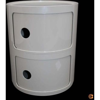 Kartell [NEUWERTIG] B-Ware Kartell Componibili Container Schrank Aufbewahrung Rund 2 Ebenen Taubengrau