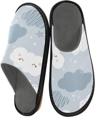 HMZXZ Chaussons mignons nuages &eacute;toiles pour homme et femme - Chaussons dint&eacute;rieur pour chambre &agrave; coucher et voyage, multicolore, 38.5/39 EU