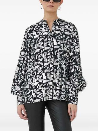 Bruuns Bazaar Bluse mit geometrischem Print - Weiß