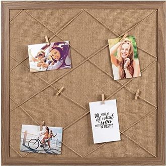 Walther Design Bilderrahmen braun MDF Memoboard 60 x 60 cm mit Holzklammern + Kordelhalterung XR060P