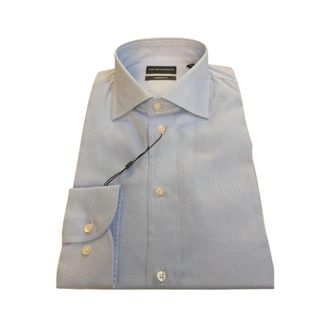 Emporio Armani Feines formelles Baumwollhemd - - Shirts - Herren - Blau - XL