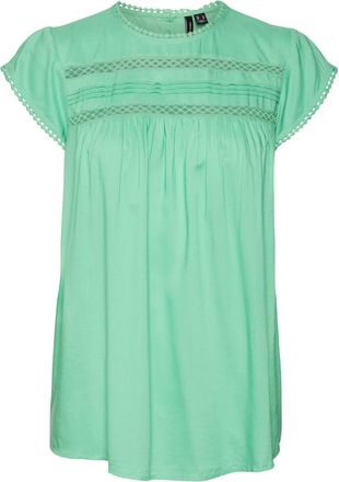 Vero Moda Damen Vmdebbie Pleat S/L Ga Noos Top, Jade Cream, XS EU