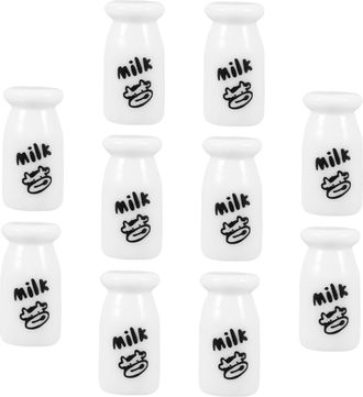 Cabilock 10pcs Milchflasche Miniatur Kreatives Puppenhaus Miniaturmodell Dekoration Miniatur Milchflasche Figuren Weißmilchflasche Statue Fairy Gartendekoratio