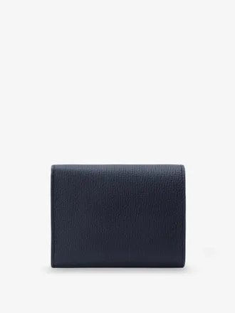 Loewe Womens Leather Trifold Wallet Anagram Blue & Purses