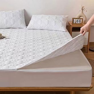 Generic Luxuri&ouml;ser, atmungsaktiver Matratzenbezug in anpassbarer Gr&ouml;&szlig;e, waschbarer Komfort-Matratzenbezug, Verwendung als Matratzenschoner-White- 140x190+25cm