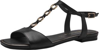 Tamaris Damen Sandalen Leder Blockabsatz Sommer; BLACK/schwarz; 36 EU