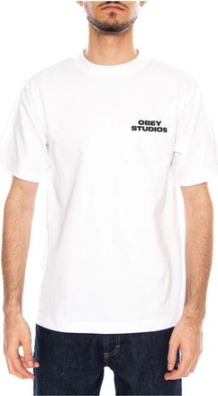 Obey Homme, Tops, Blanc, Taille: L Sky Face Heavyweight T-Shirt