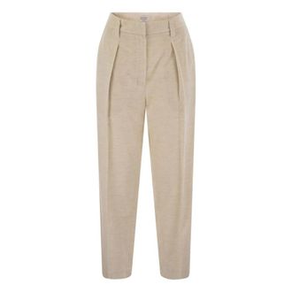Brunello Cucinelli Gestreifte Canvas-Hose - - Trousers - Damen - Beige - L
