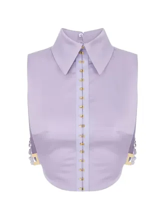 Elisabetta Franchi plastron en coton &agrave; col de chemise - Violet