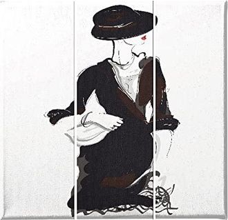 Homemania HM203PKNV-91 3-teiliges Wandbild, Hochformat, für Wohnzimmer, Schlafzimmer, Mehrfarbig, Polyester, Holz, 69 x 3 x 50 cm