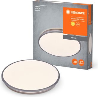 Ledvance ORBIS DUBLIN LED-Deckenleuchte 490mm, silber, 36W, 4150lm, warmweiße Lichtfarbe, sehr homogene Lichtverteilung, lange Lebensdauer, fest verbautes LED-