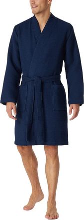 Schiesser Herren Waffelpique 100 Cm Länge - Bio Baumwolle Bademantel, Dunkelblau_178401, XL EU