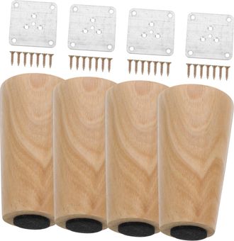 PartyKindom 4 Stück Möbelbeine Konische Schrankfüße mit Montagesatz und Rutschfesten Pads Stabile Tisch und Sofabeine Ersatzfüße für Kommode Bett Couchtisch