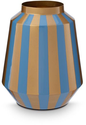 Pip Studio Vase Metall Streifen Hellblau/Gold 29cm