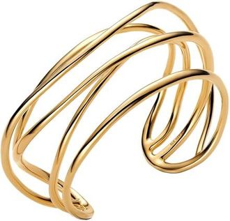 Pandora Pandora Bracelet jonc ouvert en fil de fer organique plaqué or 14 carats de la collection Essence, longueur : 17,5 cm, 563867C00-2