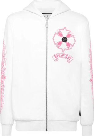 Philipp Plein Homme, Sweatshirts et sweats &agrave; capuche, Blanc, Taille: 3XL Zip-throughs