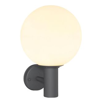 Globo Lighting LED Au&szlig;enleuchte Wandleuchte Gartenleuchte Edelstahl Fassadenleuchte Glaskugel wei&szlig;, Edelstahl anthrazit,10,5W 1055lm warmwei&szlig;, DxH 25x37 cm