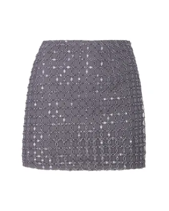Rotate Womens Mini Skirt Beaded Castor Grey