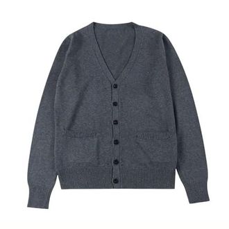 Generic Femmes Col V Solide Tricot Top Cardigan Mode Cardigan Printemps Fin Manches Longues Slim Vestes, gris fonc&eacute;, Taille XL