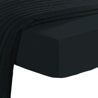 Pizuna 600 Fadenzahl Baumwolle spannbettlaken 170x200-180x200 cm Schwarz, 100% Langstapelige Spannbetttuch, Weiche Mako Satin-Webart passt bis zu 40cm Matrat