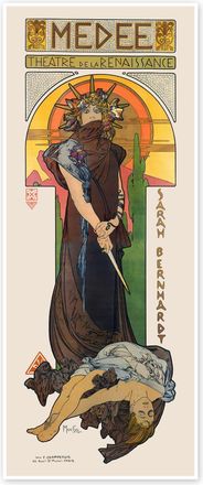 Posterlounge Médée (Medea) Poster von Alfons Mucha 50 x 120 cm Beige Wandbilder Wanddeko