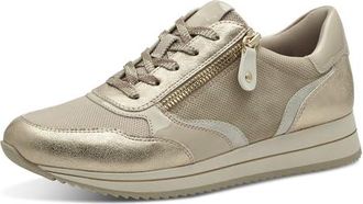 Jana Femmes Baskets Plates avec Fermeture éclair Vegan, Mehrfarbig (Beige/Or), 40 EU