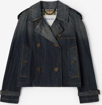 Burberry Veste trench Mayfair courte en denim, Size: 12