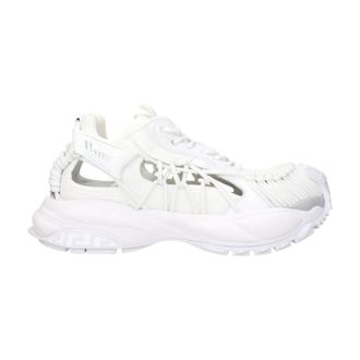 Versace Femme, Chaussures, Blanc, Taille: 37 1/2 EU Baskets Basse en Cuir Blanc avec Logo