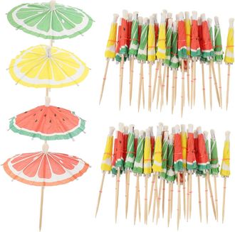 Holibanna 1 Satz Fruchtst&auml;bchen The Holid Glatteis Hawaiketten Dersommer K&auml;sesp&auml;tzle Regenschirm Dekorationen Cocktail-Picks Aus Papierschirmen Cocktailzahnstoc