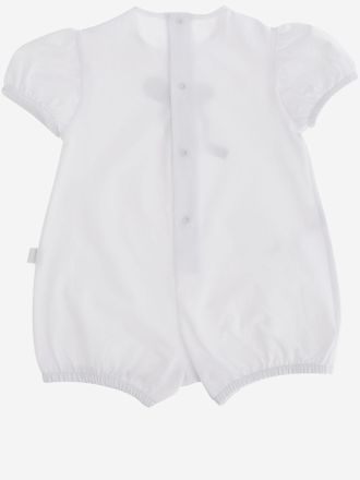 Il Gufo Girls Sleepsuit Cotton Stretch White-Green Babygrow Sets White/green