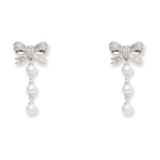 Self Portrait Bow Faux-Pearl Ohrringe - - Accessories - Damen - Grau - ONE SIZE