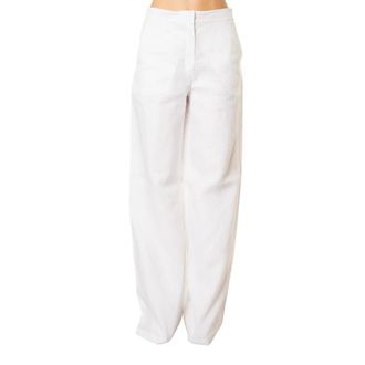 Max Mara Pantalon Tapioca en lin - Femme - Pantalons - Blanc - Taille: 42 FR