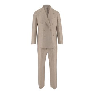 Tagliatore Homme, Costumes, Beige, Taille: 2XL Costume crois&eacute; en lin et coton m&eacute;lang&eacute;s