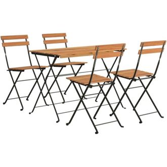 vidaXL Vidaxl - Ensemble de bistro pliable 5 pcs Bois dacacia solide et acier