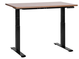Beliani Elektrisch h&ouml;henverstellbarer Schreibtisch USB braun/schwarz 120x72cm DESTINES