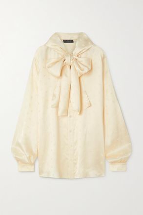 Balenciaga Oversized-bluse Aus Satin-jacquard Mit Kapuze - Wei&szlig;