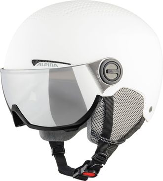 Alpina ARBER Visor Q-LITE - hochwertiger & sicherer Skihelm f&uuml;r Erwachsene, mit waschbarem Innenfutter, mit kontrastverst&auml;rkendem Visier - White matt - S (51
