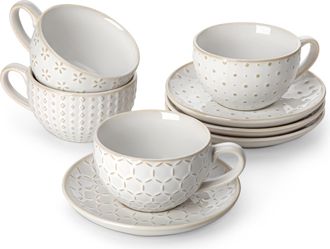 Malacasa Kaffeeservice Kaffeebecher Set, Kaffeetassen mit Untertassen