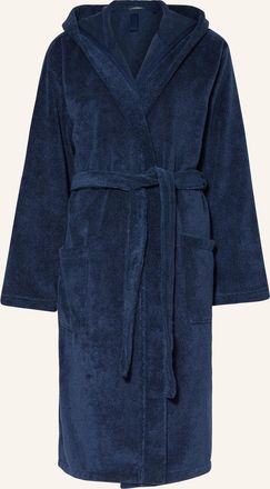 Schiesser Damen-Bademantel Essentials Mit Kapuze blau