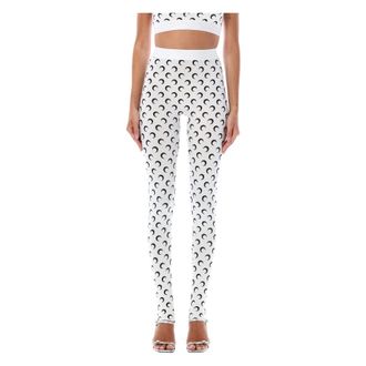 Marine Serre Mondphasen Leggings Optisch Wei&szlig; Schwarz - - Trousers - Damen - Mehrfarbig - S