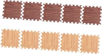 TOPBATHY 10 St&uuml;ck Teiliges Eva Holzoptik Weiche Dicke Spielmatten zum Krabbeln rutschfest Sto&szlig;d&auml;mpfend Kinderfreundlich Fliesen f&uuml;r Wohnzimmer und Trainingsber