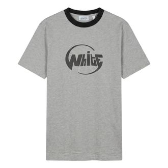 Off-white Graues Baumwoll-T-Shirt mit Print - - Tops - Herren - Grau - XS