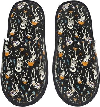 Generic Impression De Fête De Squelettes Dansants Pantoufle Confort Pantoufles Plates Slippers Pour Unisex Chambre Extérieur M
