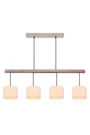 Novel H&auml;ngeleuchte Julius, Natur, Nickel, Sand, Holz, Metall, Kunststoff, Textil, Eukalyptusholz, Hartholz, Uni,Uni, 18x120x102 cm, Lampen & Leuchten, Innen