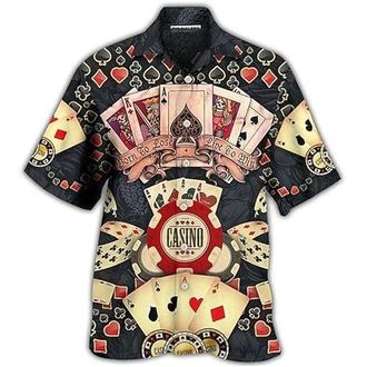 Keephen TangoDS Poker Impression 3D Chemise &agrave; Boutons Chemise Hawaiienne Femmes Hommes Cool Taille Large &Eacute;t&eacute; Manches Courtes Chemise